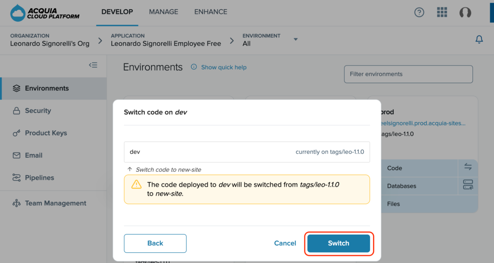 Install a new Drupal Application with Acquia Cloud IDE – Code Snippets